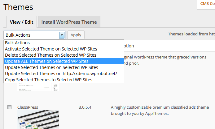 Manage And Bulk Install Wordpress Themes Cms Commander
